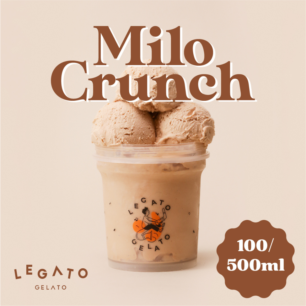Jual LEGATO GELATO - Milo Crunch Pint 500 mL Cup 100 mL Ice Cream ...