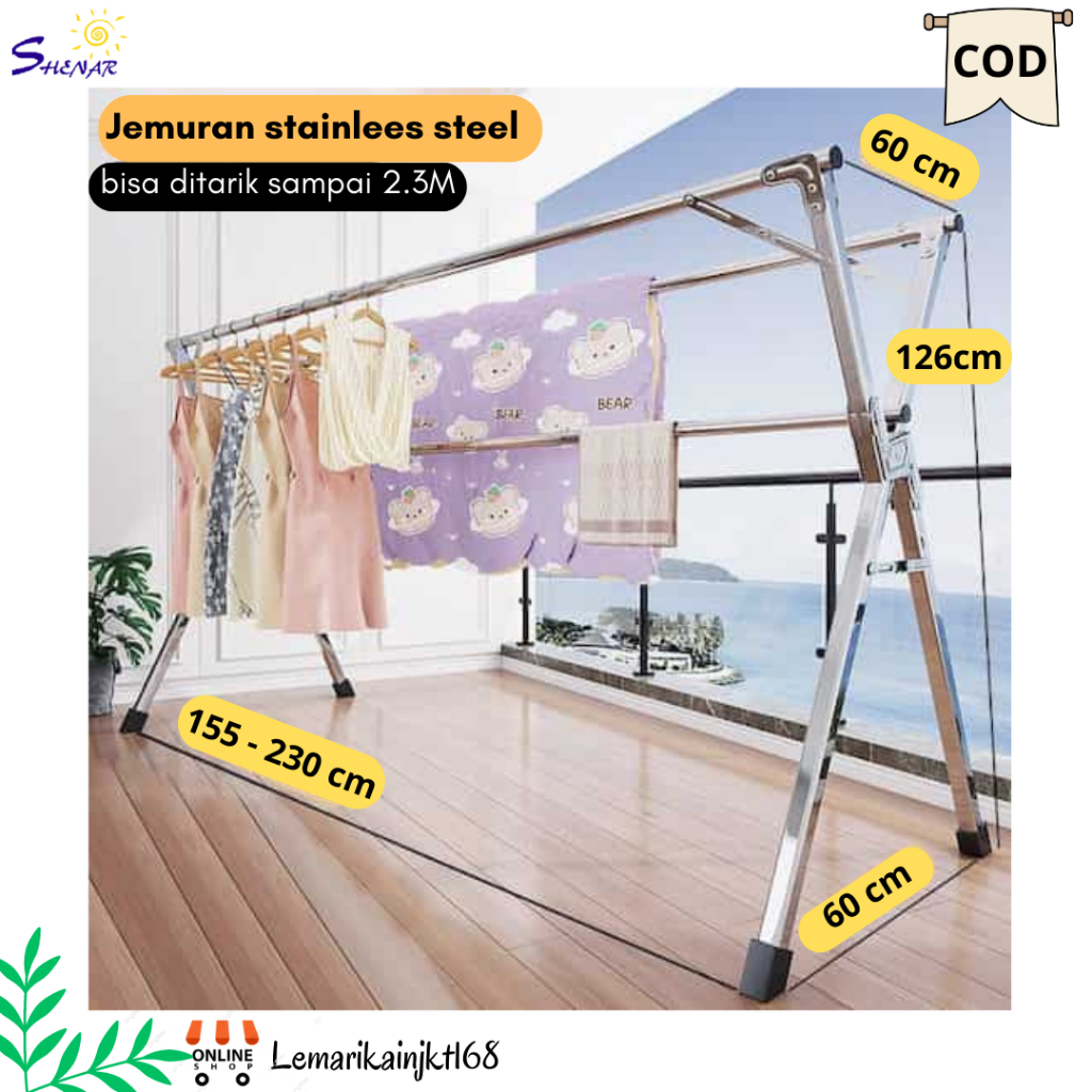 Jual SHENAR jemuran Lipat Tekuk Stainless Steel | jemuran baju ...