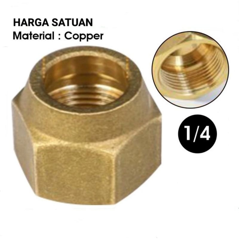 Jual Nut Nepel Pipa AC 1/4" Kuningan / Mur Niple AC / Neple Baut Sambungan Pipa AC | Shopee ...