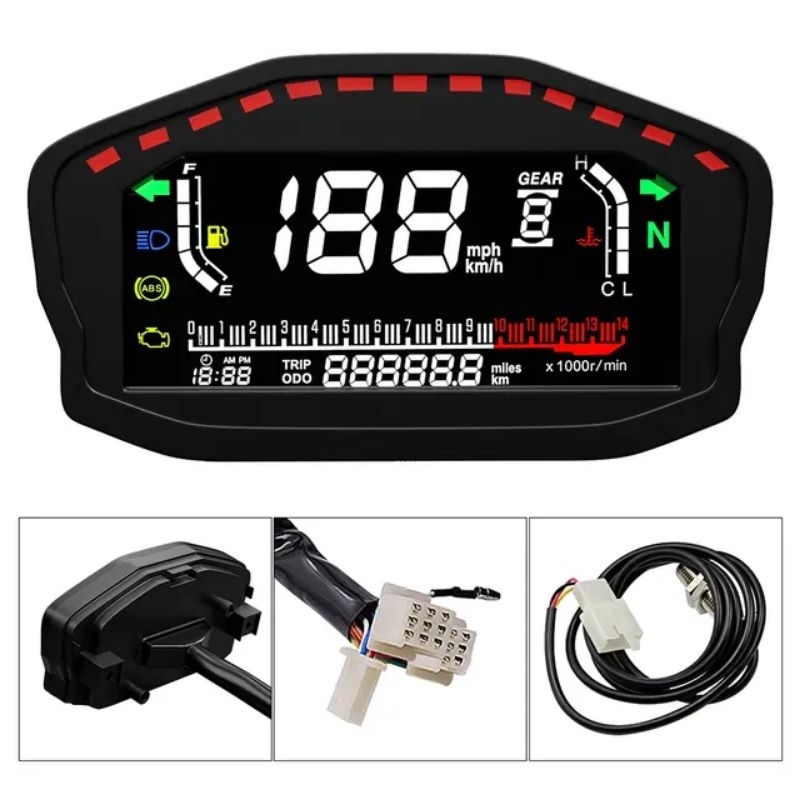 Jual Universal Motorcycle LCD Backlight Tachometer Odometer Speedometer ...