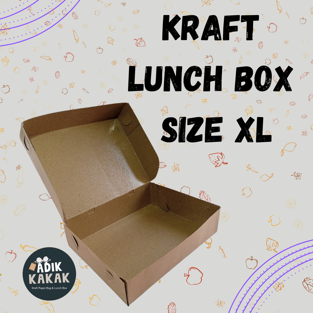 Jual Paper Lunch Box Kraft PE Food Grade XL / Kotak Makan Coklat Laminasi Food Grade | Shopee ...