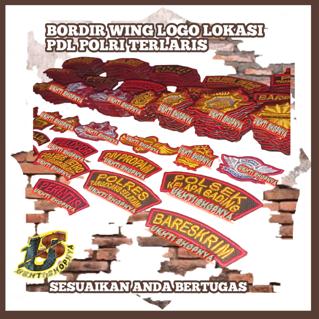 Jual logo lokasi emblem bordir polda timbul bahan polyster wing tahan ...
