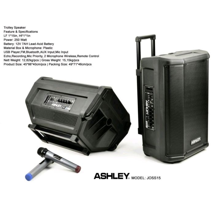 Jual Speaker Portable Meeting 15 inch Bluetooth Ashley joss 15 Original ...
