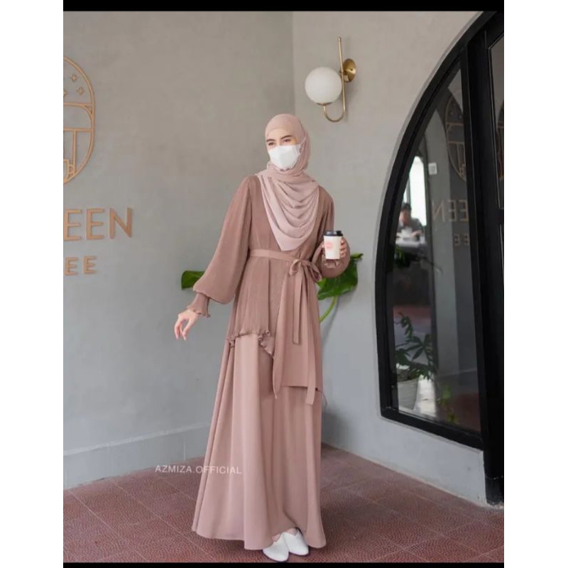 Jual LUNARA DRESS BY AZMIZA WARNA BROWNIE XL | Shopee Indonesia
