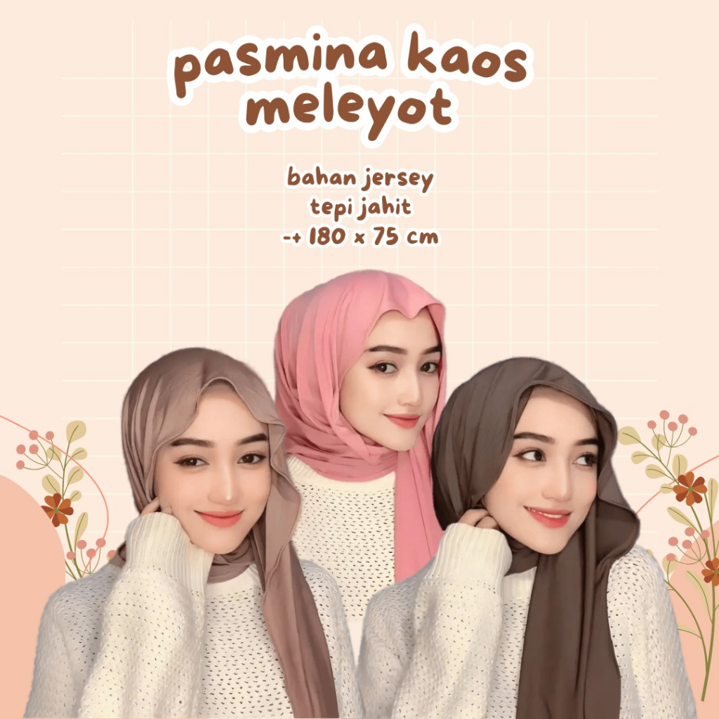 Jual HIJAB PASHMINA MLEYOT JERSEY CANTIK KEKINIAN JAHIT TEPI TERBARU ...