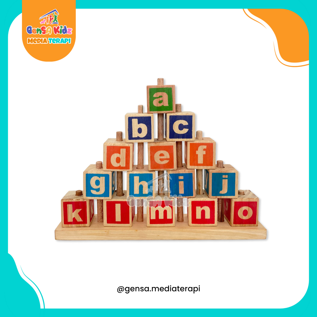 Jual Mainan Edukasi Balok Susun Piramid Huruf dan Angka / Mainan susun ...