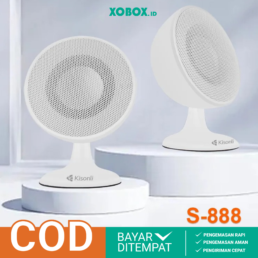 Jual Speaker Mini Komputer / Laptop Kisonli S888-PUTIH Super Bass Effect With Volume Control ...