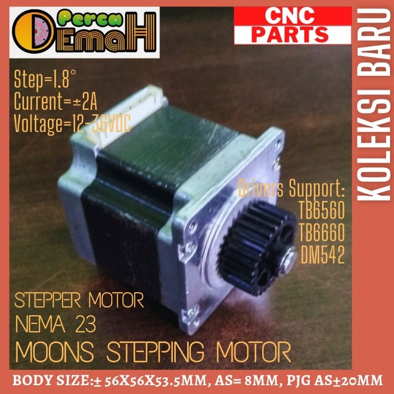 Jual Motor Stepper Nema 23 Moons Stepping Motor | Shopee Indonesia