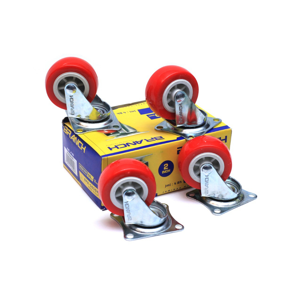 Jual [4PCS] Roda Hidup Nylon Merah 2" Inch - Kastor Caster Nilon PVC ...