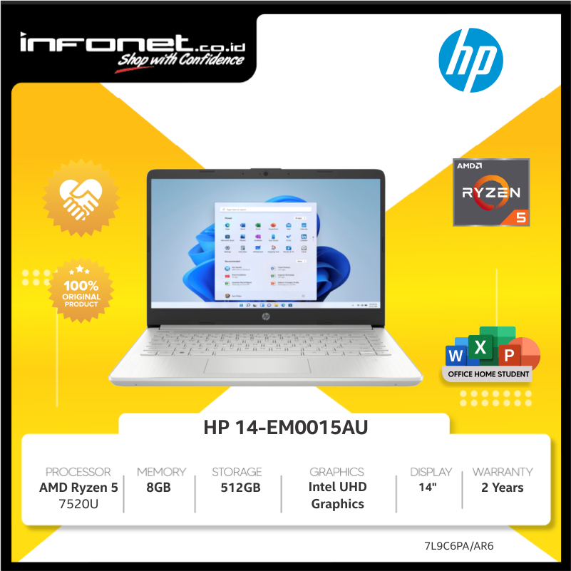 Jual HP 14-EM0015AU RYZEN 5 7520U 8GB 512GB 14 W11 OHS | Shopee Indonesia
