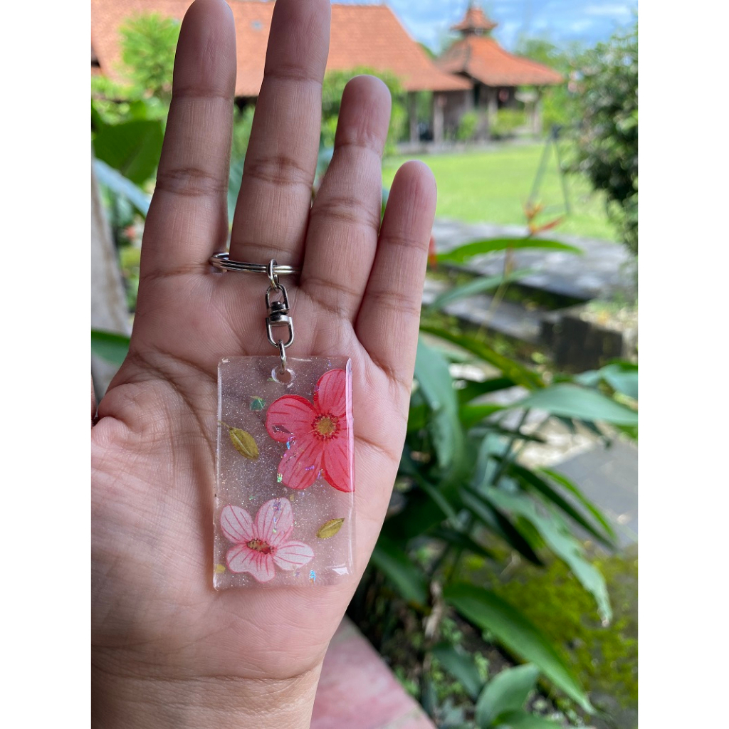 Jual Grosir Gantungan Kunci/Keychain Resin Transparant Bunga Floral ...