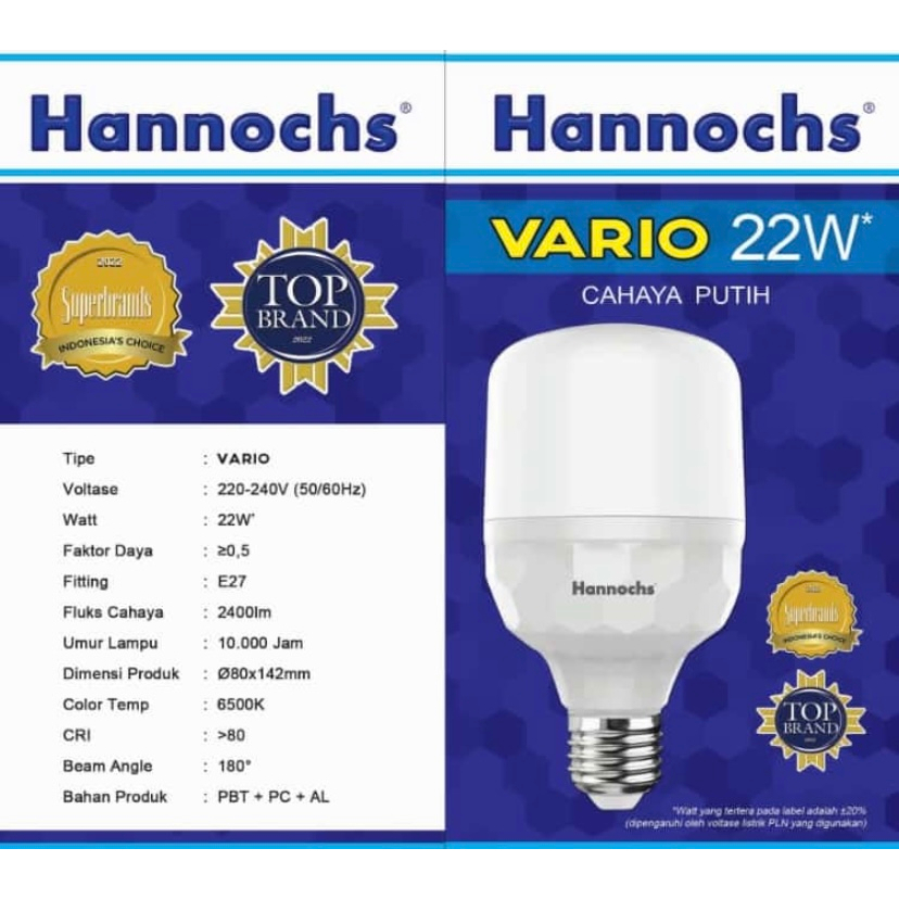 Jual Lampu LED HANNOCHS VARIO 22 Watt Bohlam LED HANNOCHS VARIO KAPSUL 22W TABUNG | Shopee Indonesia