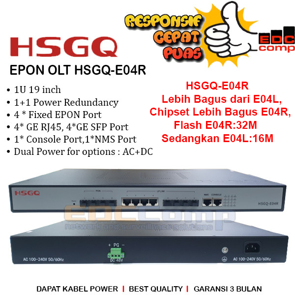Jual OLT HSGQ-E04R | OLT EPON 4PON 1G Uplink AC + DC | OLT 4 PON 1 G | Shopee Indonesia