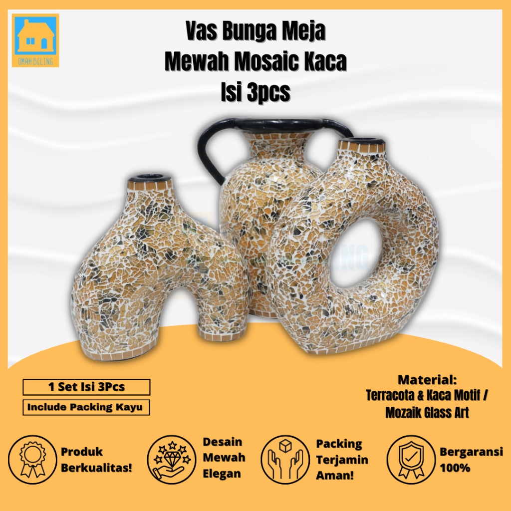Jual Vas Bunga Mozaik Aesthetic Keramik Dekorasi Meja Tamu Ruang Makan ...