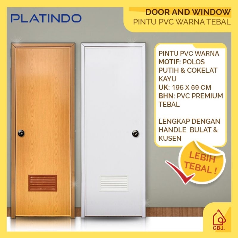 Jual PINTU PVC PREMIUM TEBAL KAMAR MANDI POLOS / URAT KAYU + HANDLE ...