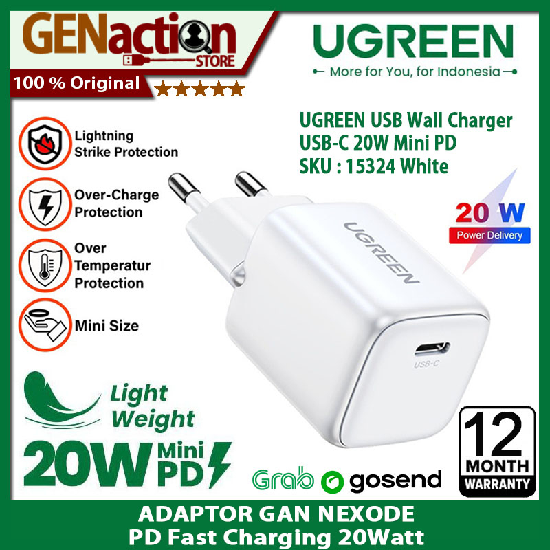 Jual Ugreen Charger Nexode Gan Mini 20w Usb Type C Qc 4 0 Pd 3 0 Fast