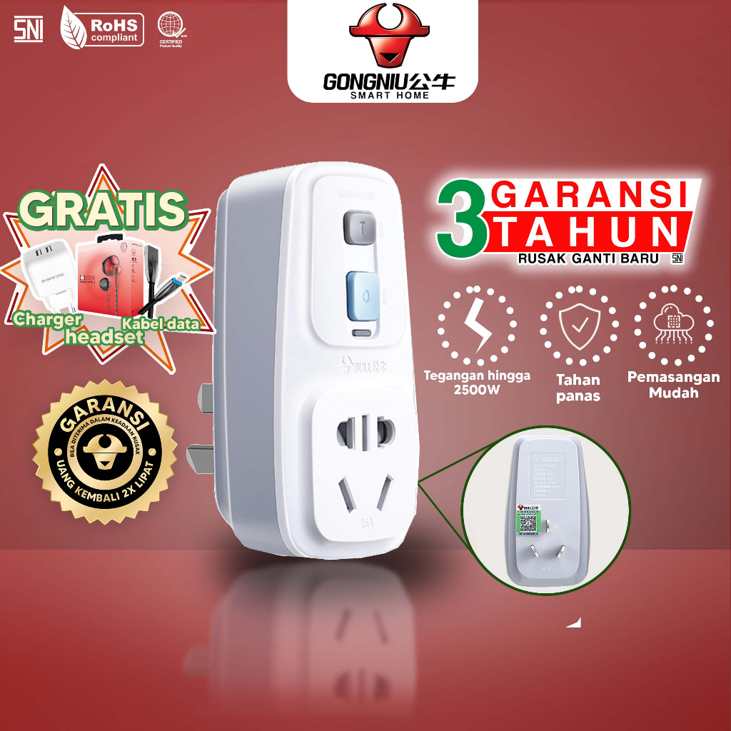 Jual GONGNIU Colokan Listrik Universal Saklar Cut Off Sambungan Colokan ...