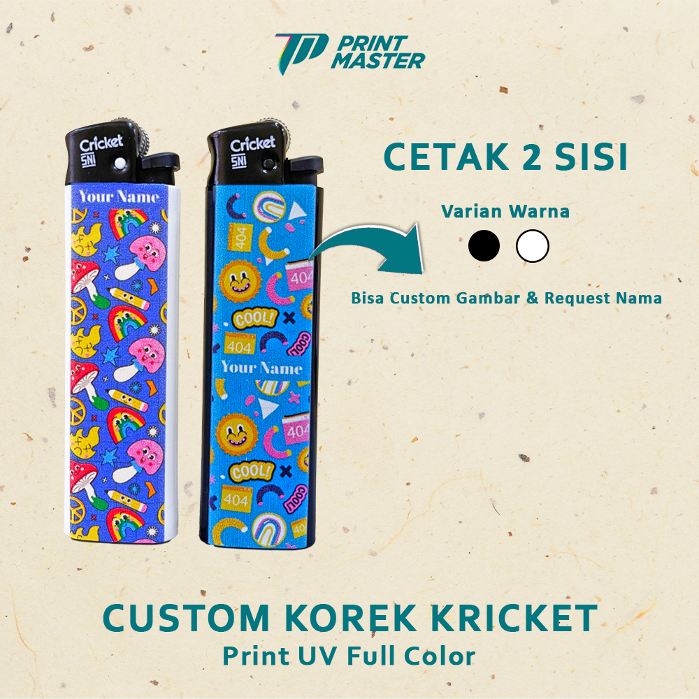 Jual Custom Korek Api Cricket Lighter Promosi Souvenir Print UV 2 Sisi ...