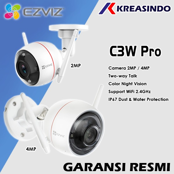 Jual Ezviz C3W Pro 4MP / 2MP Color Night Wireless IP Camera Outdoor ...