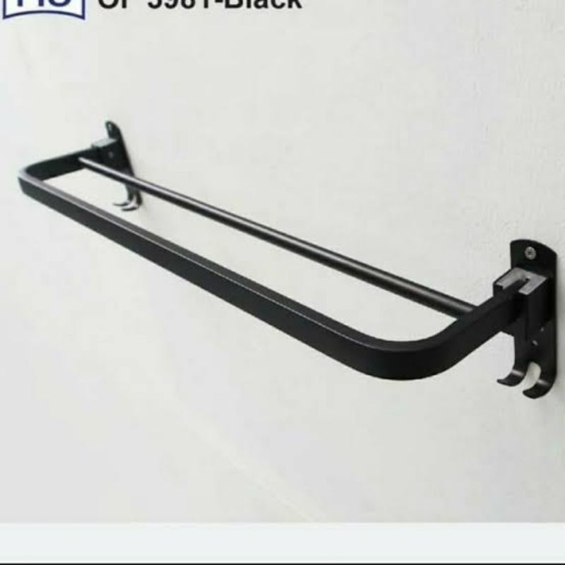 Jual PROMO Gantungan handuk stainless sus 304 hitam / Rak handuk hitam ...