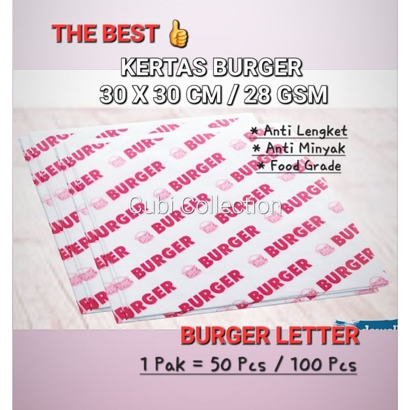 Jual KERTAS NASI BURGER MOTIF 30x30 LAMINASI KFC MCD KEBAB HOTDOG ...