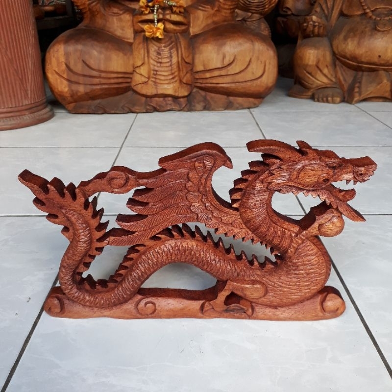 Jual Pajangan dinding kayu ukiran Bali relief naga Wall decor | Shopee ...