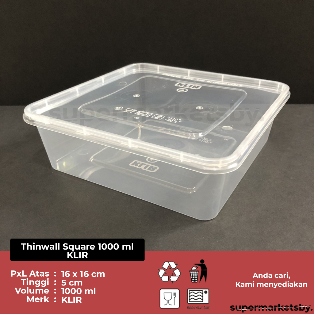 Jual Thinwall Square 1000 ml / Food Container 1000 ml Transparan KLIR | Shopee Indonesia
