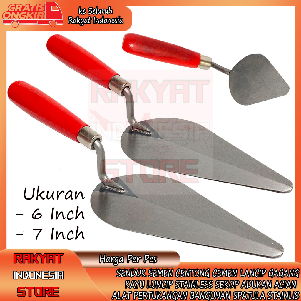 Jual Sendok Semen Luncip Centong Cemen Lancip Gagang Kayu Stainless ...