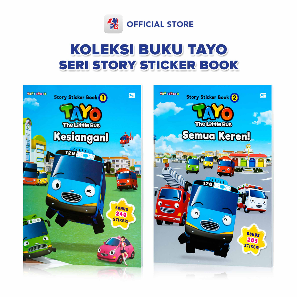 Jual Buku Anak TK PAUD Story Sticker Book Tayo The Little Bus Kesiangan ...