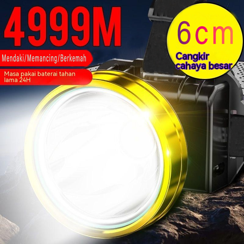 Jual ★Lampu Kepala LED Senter 50W IPX4 LED Super Terang Penambang Tahan Air Kerja USB Isi Ulang ...