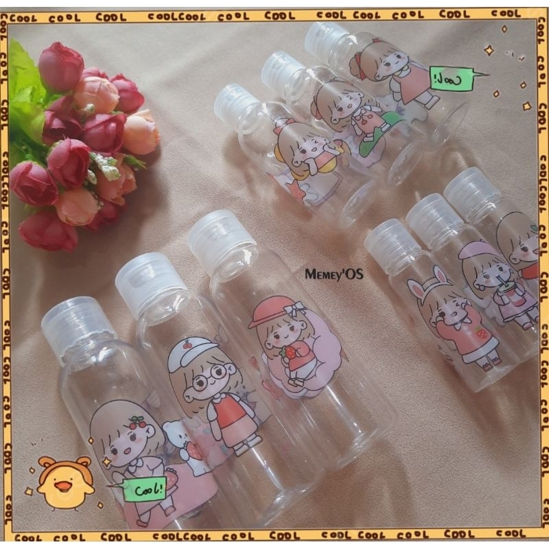 Jual Botol Pet 100ML 60ML 30ML FLIPTOP Botol Serbaguna Botol Motif Lucu ...