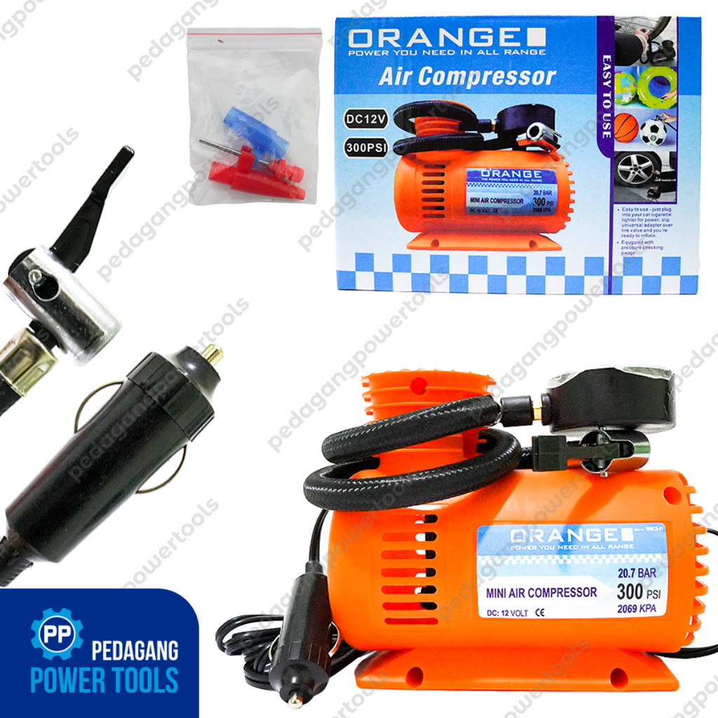 Jual KOMPRESOR ANGIN MINI ORANGE DC 12V - MINI AIR COMPRESSOR - POMPA ...