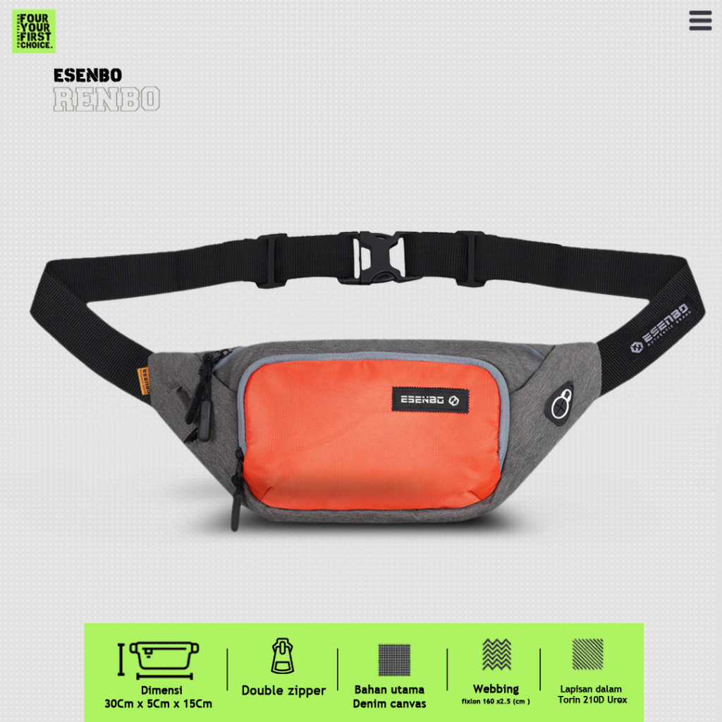 Jual ESENBO Renbo - Tas Waistbag Pria Tas Pinggang Premium Tas ...