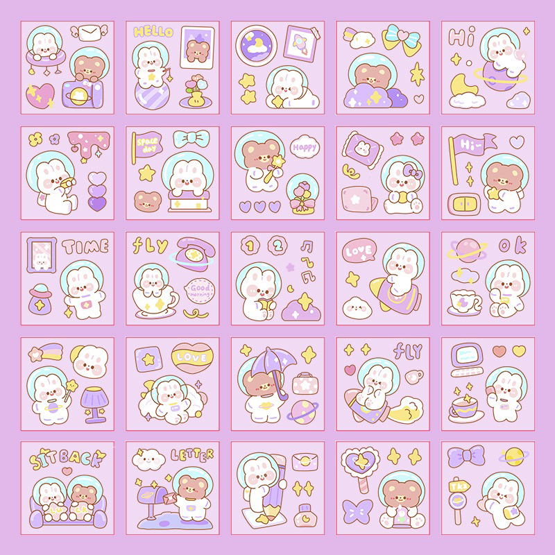 Jual 25 lembar sticker aesthetic waterproof sticker jourmsl sticker diy ...