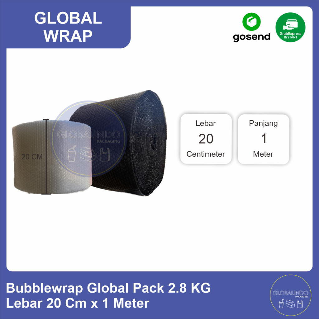 Jual Bubble Wrap Globalpack 20 Cm - Hitam & Bening (2.8kg) | Shopee Indonesia