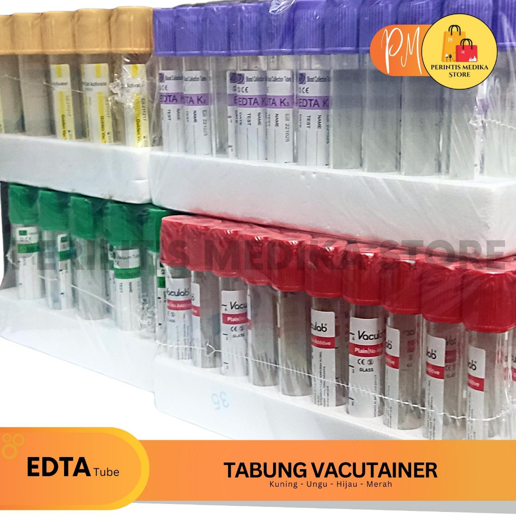 Jual [Pack] Isi 100 Pcs Tabung Darah EDTA Vacutube 3ml l EDTA Tube ...