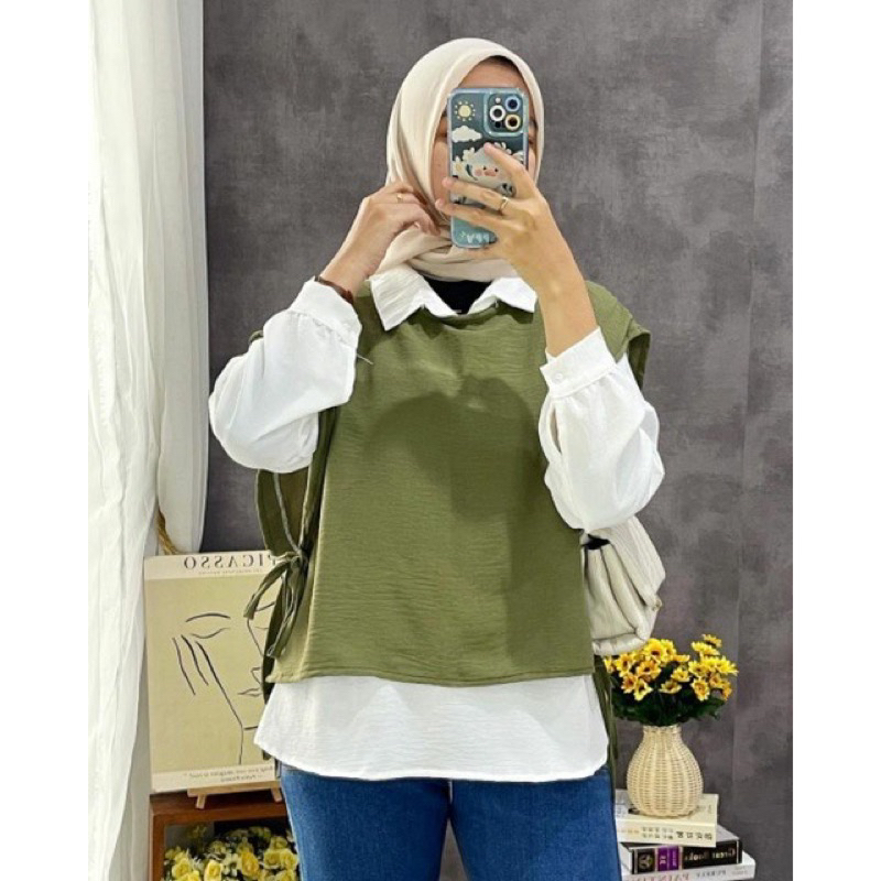 Jual KEMEJA ROMPI VEST TALI AIRFLOW | SETELAN BAJU ROMPI | Shopee Indonesia