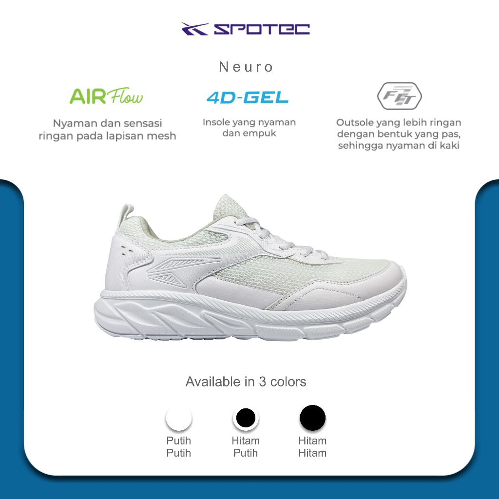 Jual SPOTEC Sepatu STUDENT Artikel NEURO-Putih/Putih | Shopee Indonesia