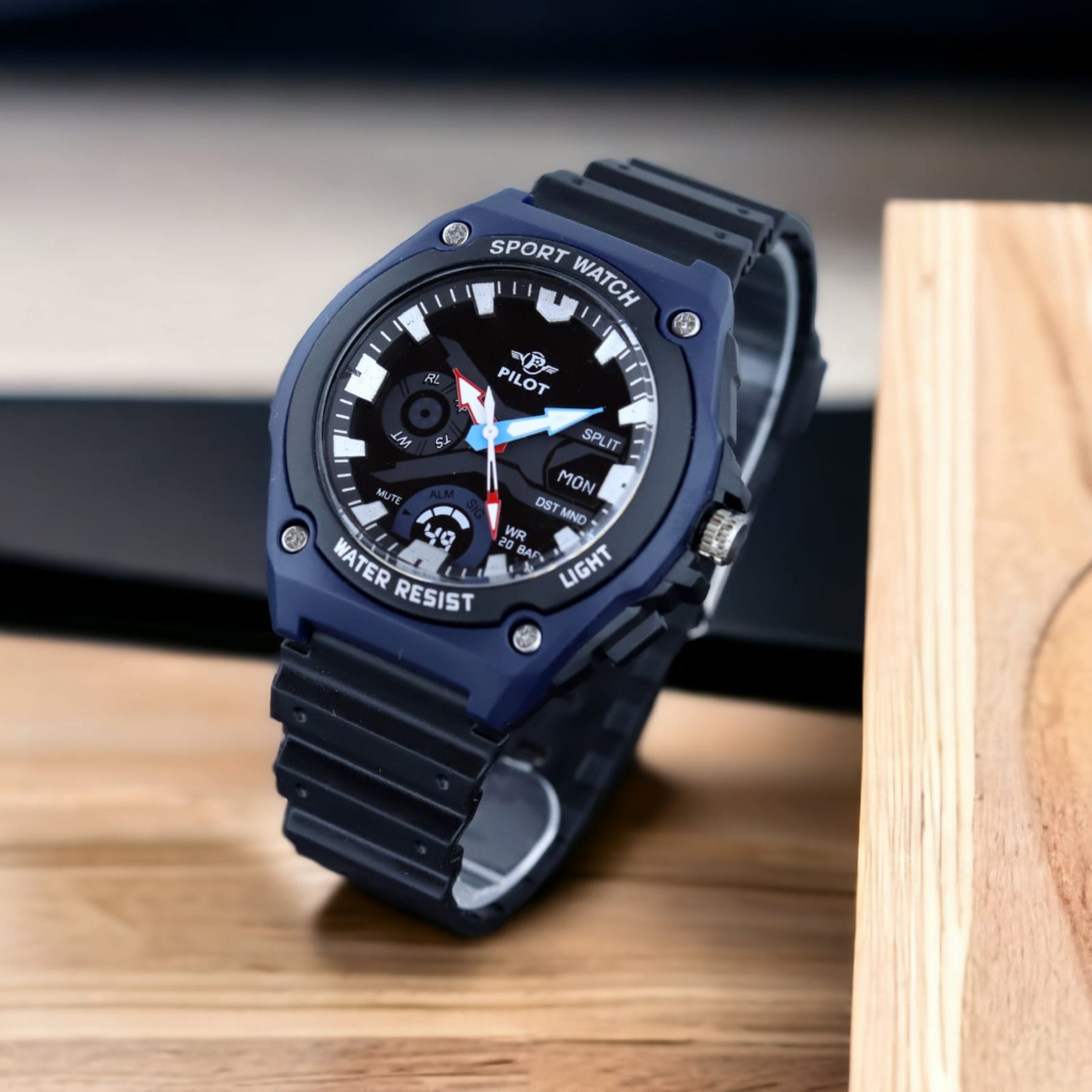 Jual Jam Tangan Pilot P5 Analog Strap Karet Digital Variasi anti air ...