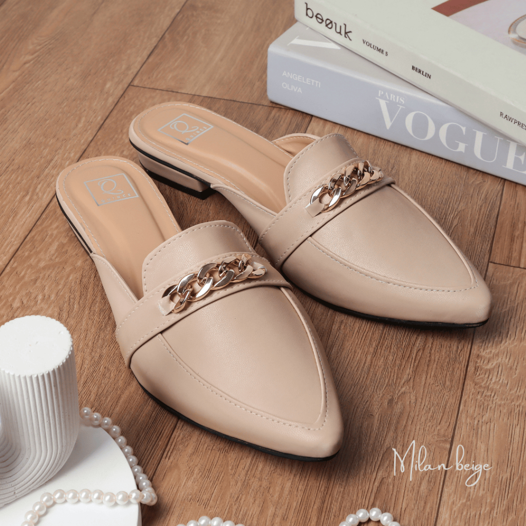 Jual QUINCE Milan Sandal Mules Wanita Heels 2 Cm | Shopee Indonesia