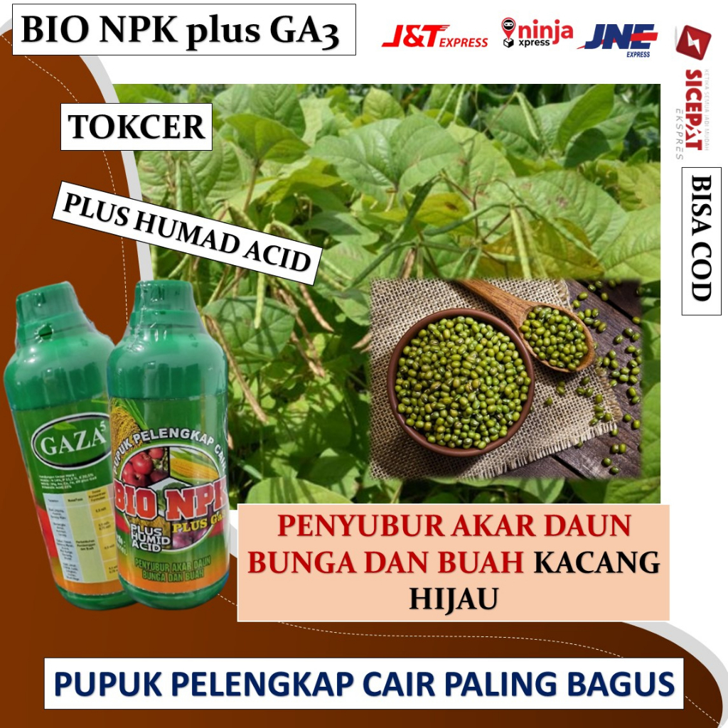 Jual BIO NPK Plus Ga3 Plus HUMIT ACID 500 ML pupuk khusus kacang hijau pupuk pelebat buah kacang ...