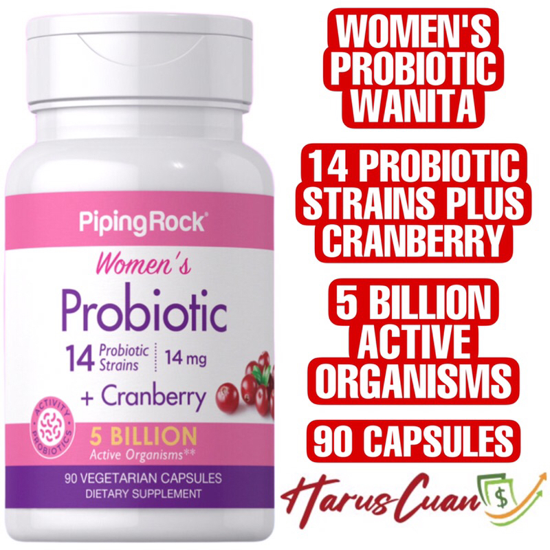Jual Piping Rock Women’s Probiotic Wanita 5 Billion Plus Cranberry 90 ...