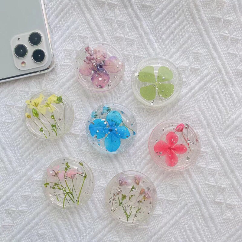Jual Popsocket Grip Tok Pop Bunga Kering Transparan Glitter Dried ...