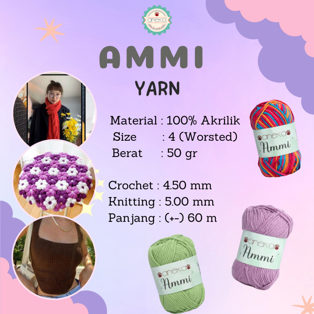 Jual KATALOG - Benang Rajut Ammi / 100% Acrylic / 6 Ply Akrilik ...