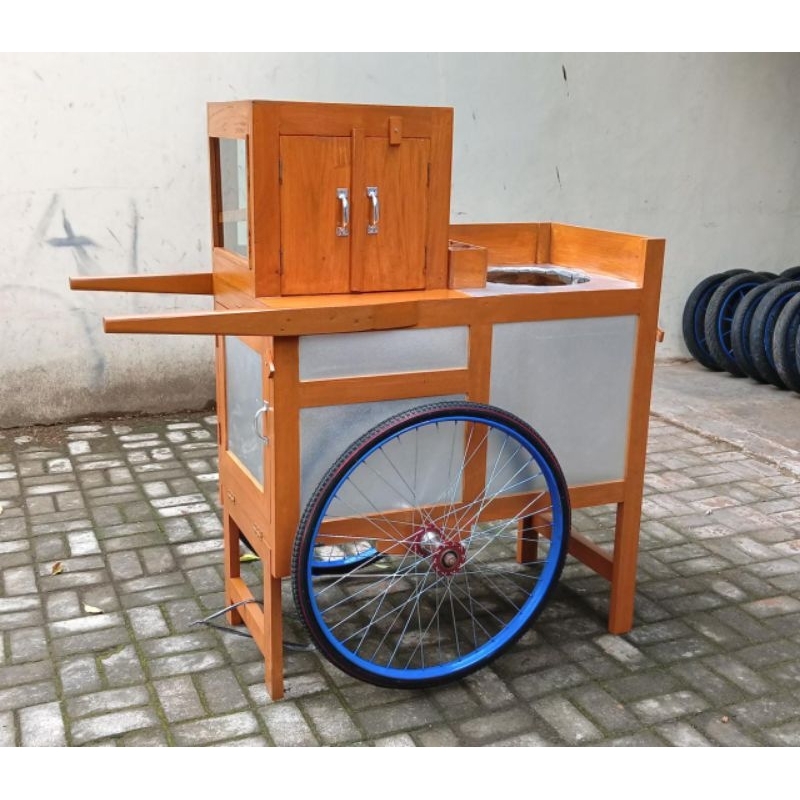 Jual Gerobak Cilok kayu Mahoni 100cm × 50cm × 150cm | Shopee Indonesia