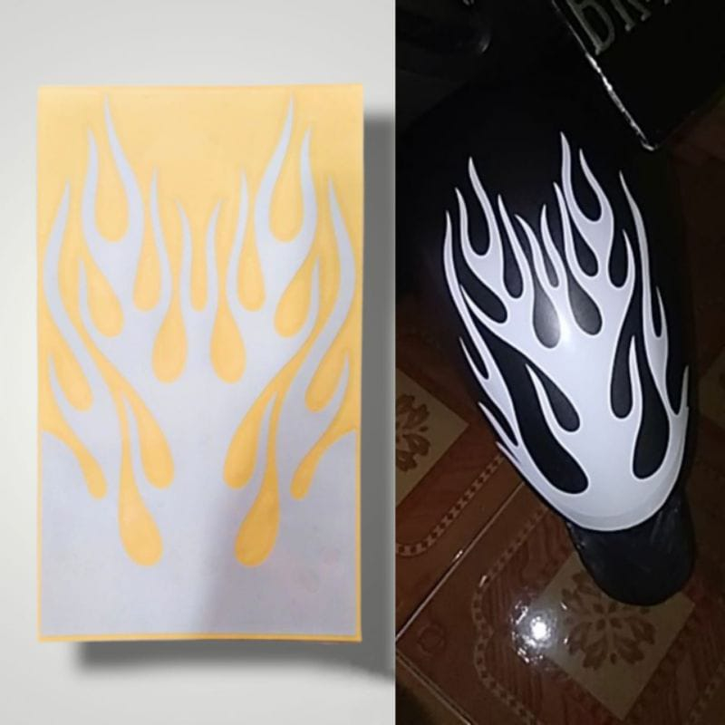 Jual stiker spakbor depan motor gambar lidah api 25x15cm cutting ...
