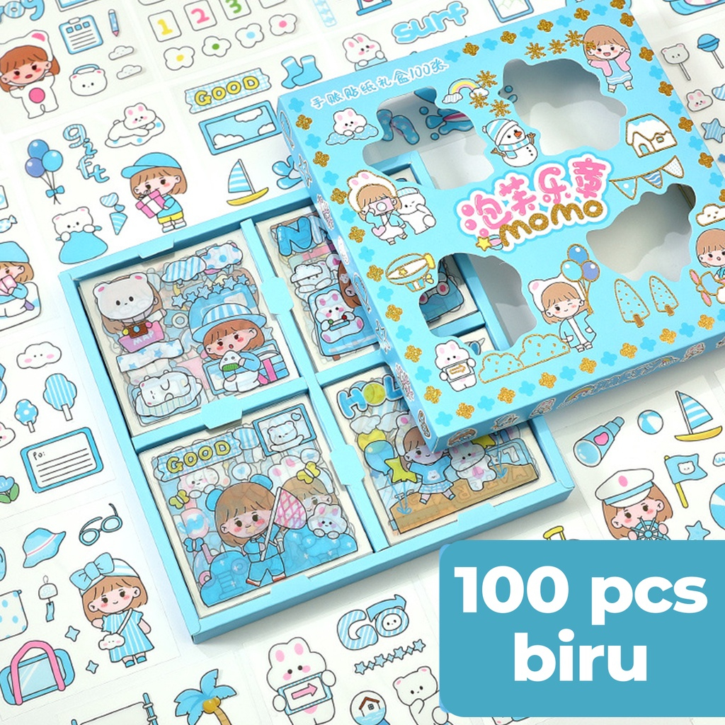 Jual Stiker Momo Motif Kartun Korea Lucu Dapat Box Isi 100 LEMBAR ...