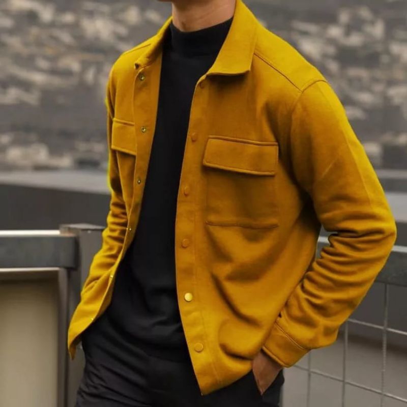 Jual Jacket shacket fleece / Jaket Trucker bahan sweater tebal / jaket ...