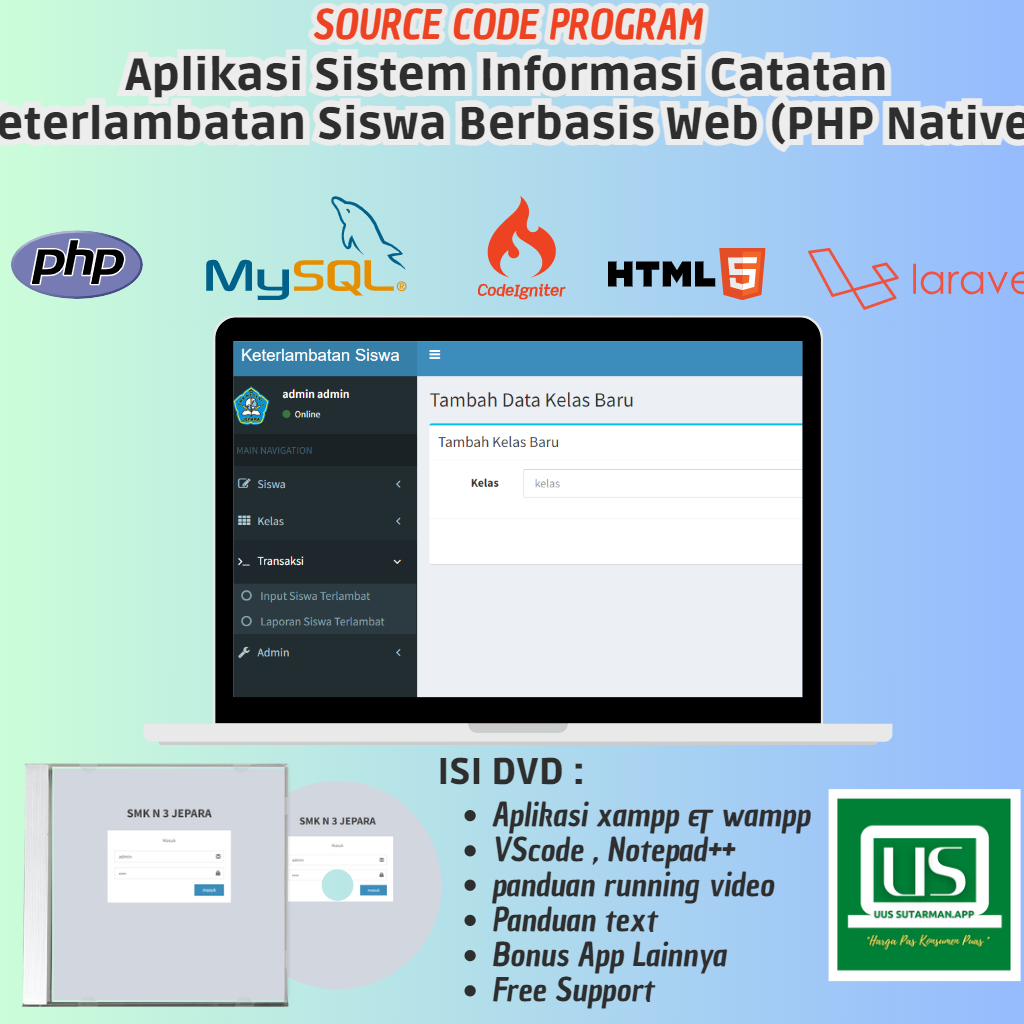 Jual Aplikasi Sistem Informasi Catatan Keterlambatan Siswa Berbasis Web ( php dan boostrap ...