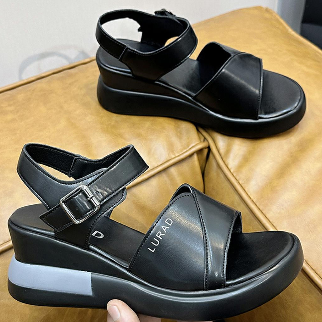 Jual LURAD Sandal Cewek Hitam Wedges Modis Fashionable Impor Terbaru ...